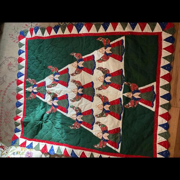 Bedding | Vintage Holiday Angel Quilted Throw Wall Hanging Festive ...